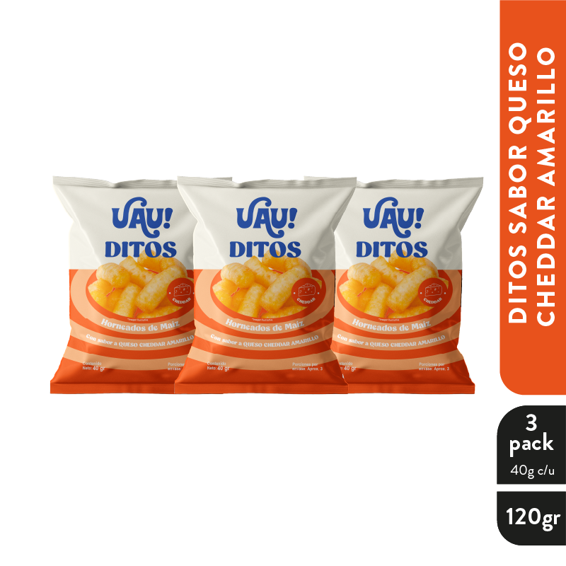 3 Pack Ditos Queso Cheddar – Intensos y crocantes | UAU