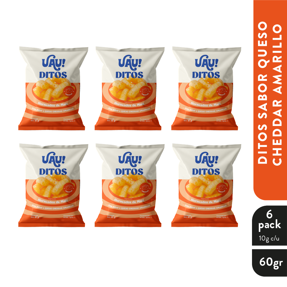 6 Pack UAU Ditos Queso Cheddar 60g | UAU