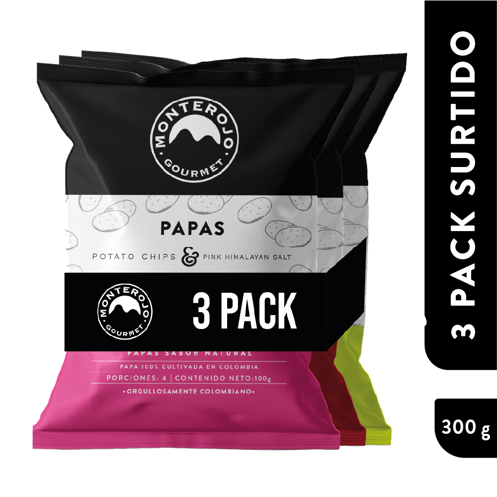 3 Pack Surtido Papas BBQ, Lima Limón y Sal | MonteRojo